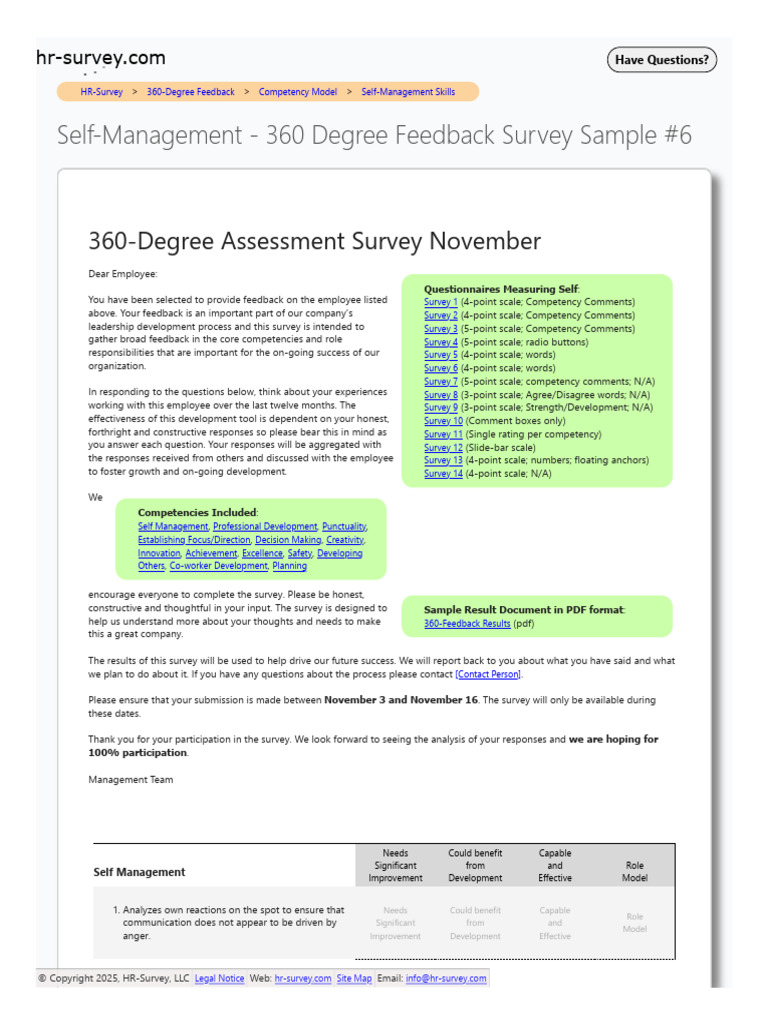 Self-Management Competency Questionnaire 6 | PDF | Survey Methodology | Psychology