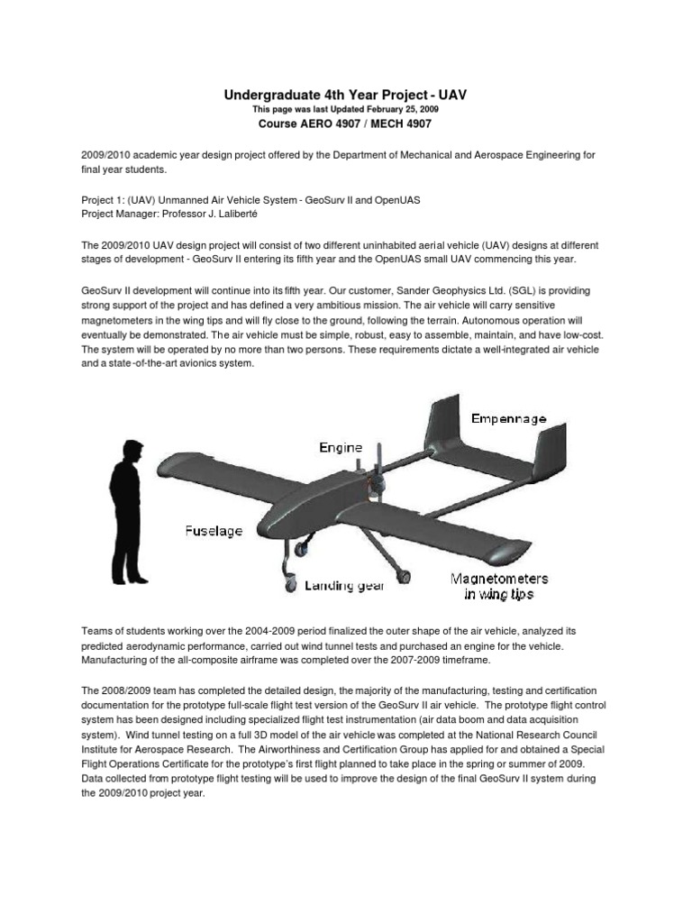2009 UAV Project Description | PDF | Flight Test | Unmanned Aerial Vehicle