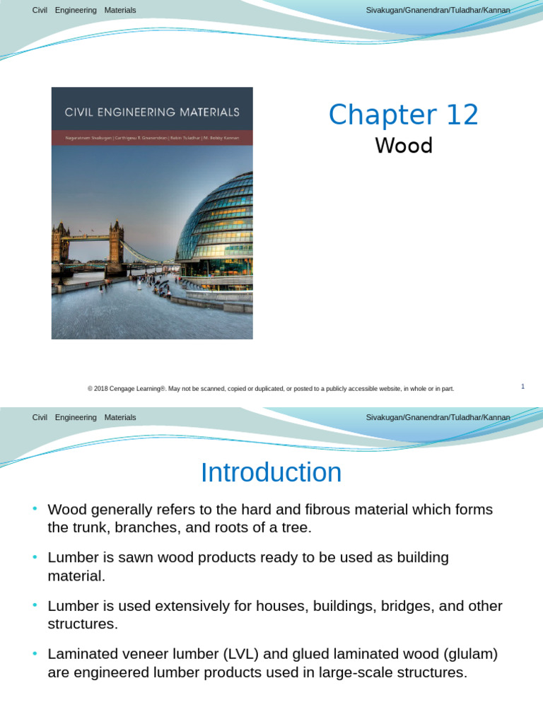 Sivakugan Civil Engineering Materials CH12 | PDF | Wood | Lumber