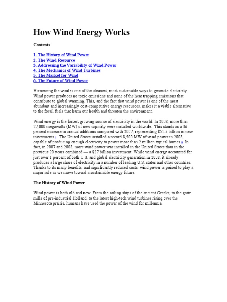 How Does Wind Energy Works | PDF | Wind Power | Wind Turbine