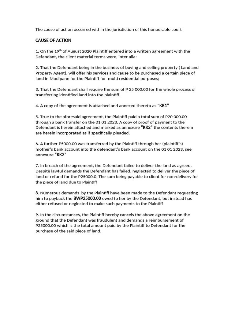The Cause of Action Occurred Within The Jurisdicti | PDF