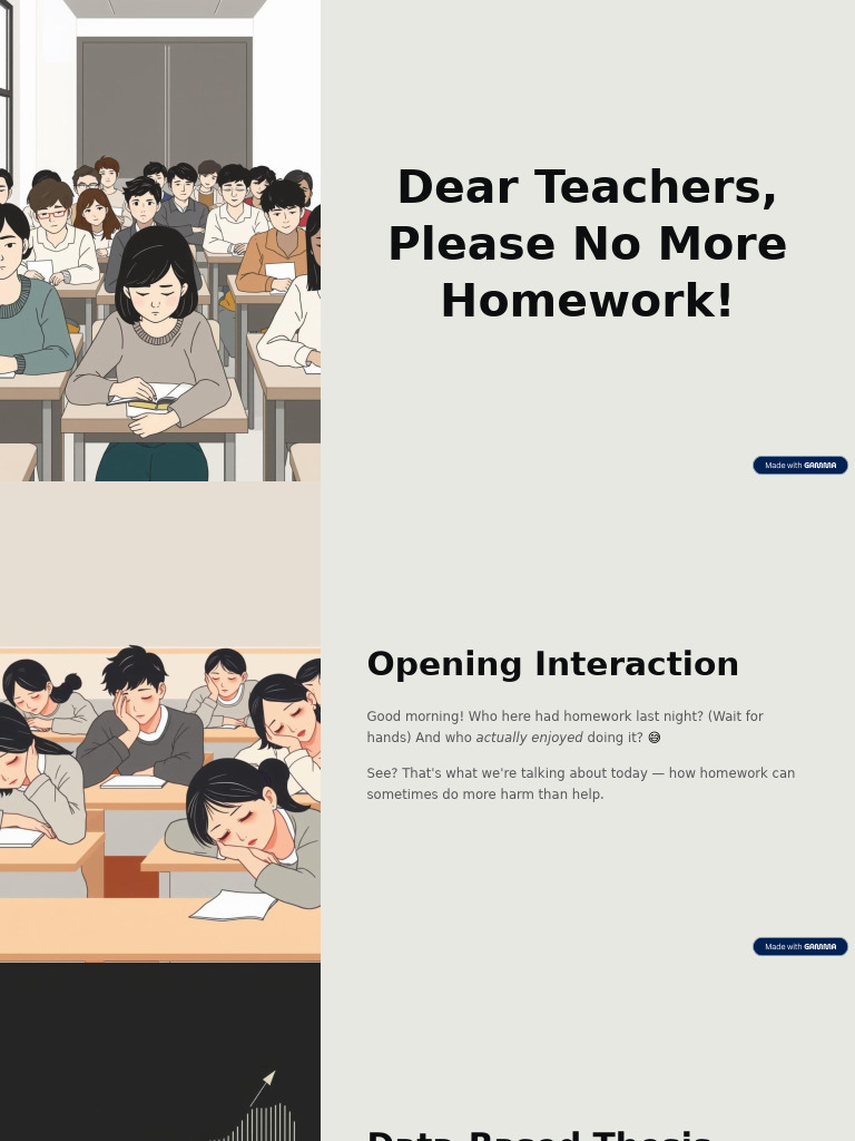 Dear Teachers Please No More Homework | PDF