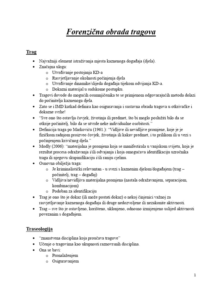 Forenzična Obrada Tragova | PDF