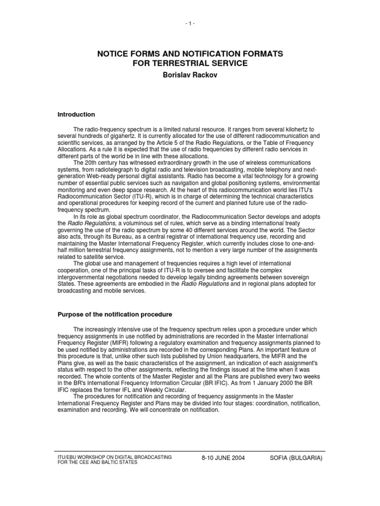 Type of Notice | PDF | Radio Spectrum | Very High Frequency