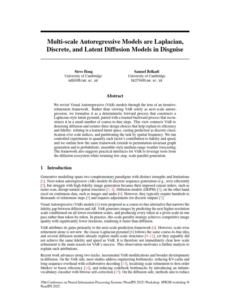 Multi-Scale Autoregressive Models Are Laplacian, Discrete, and Latent ...