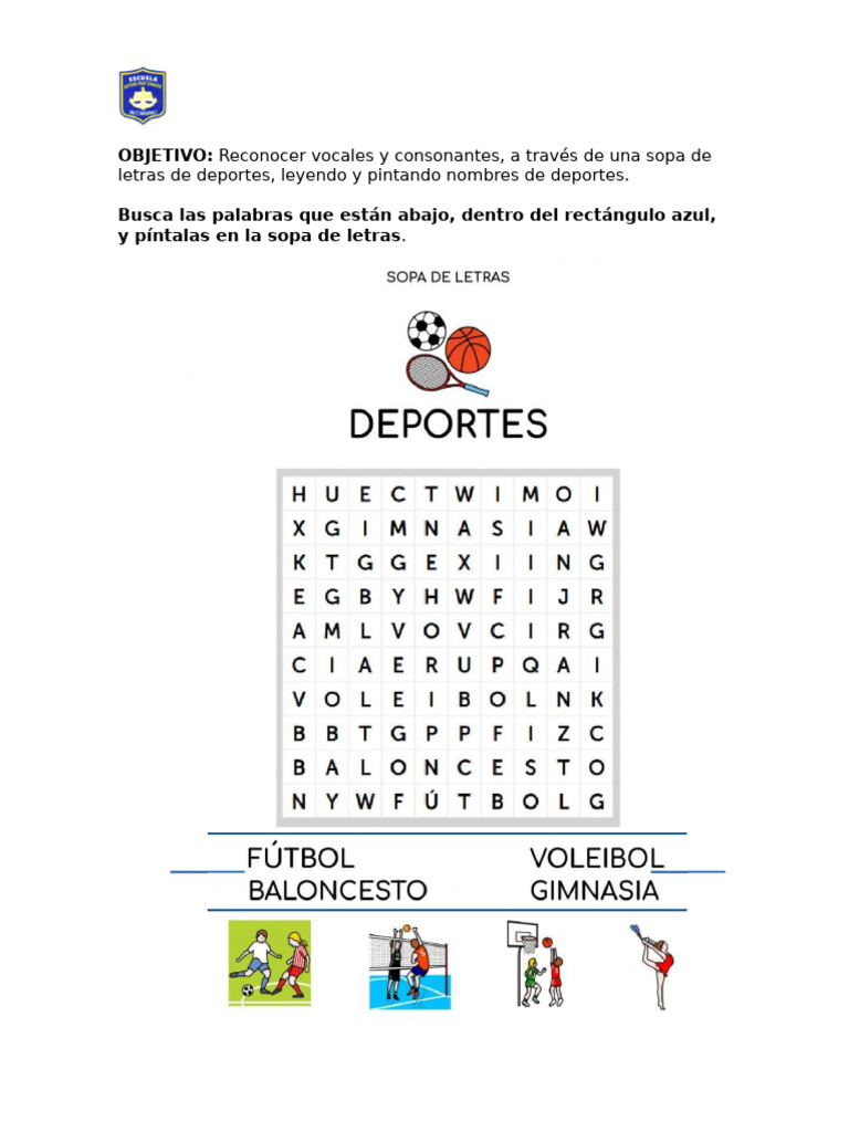 Sopa de Letras de Deportes | PDF