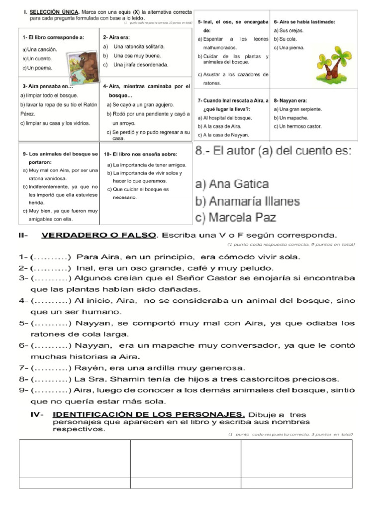 AMIGOS en EL BOSQUE - Preparación para La Prueba | PDF