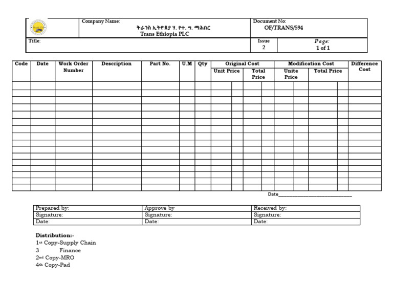 594 Modifacation Report Form | PDF