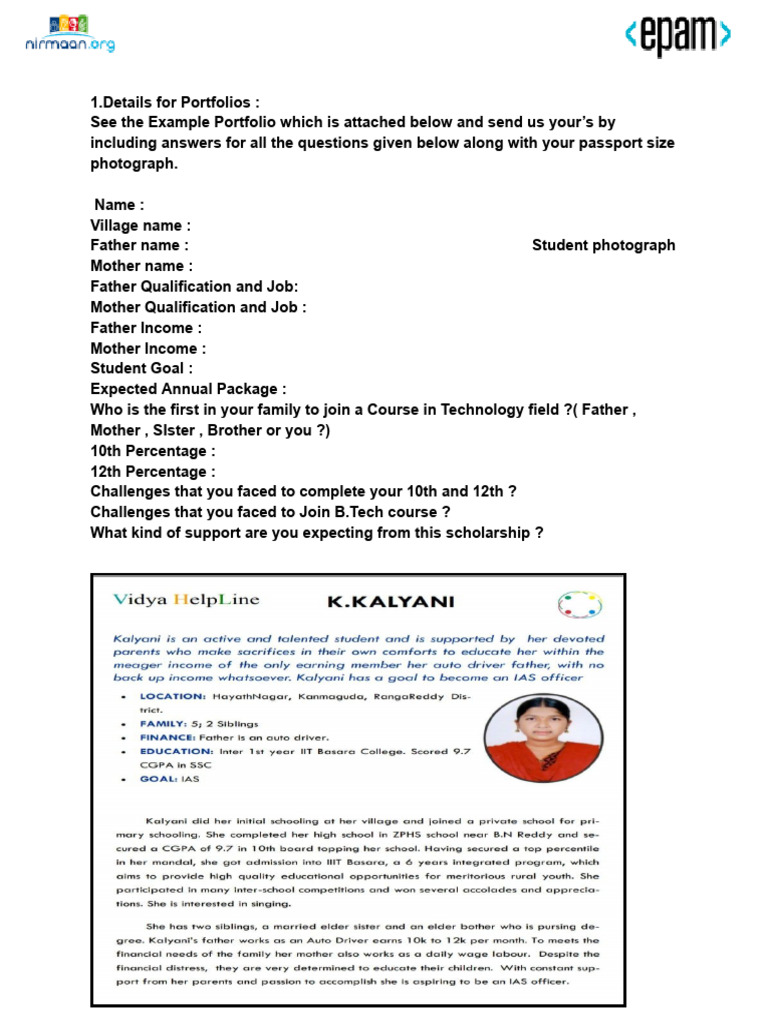 Portfolio Submission Guidelines for B.Tech | PDF