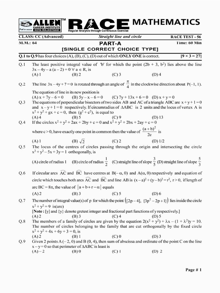 RACE TEST-56 (Straight Line - Cirlce) | PDF