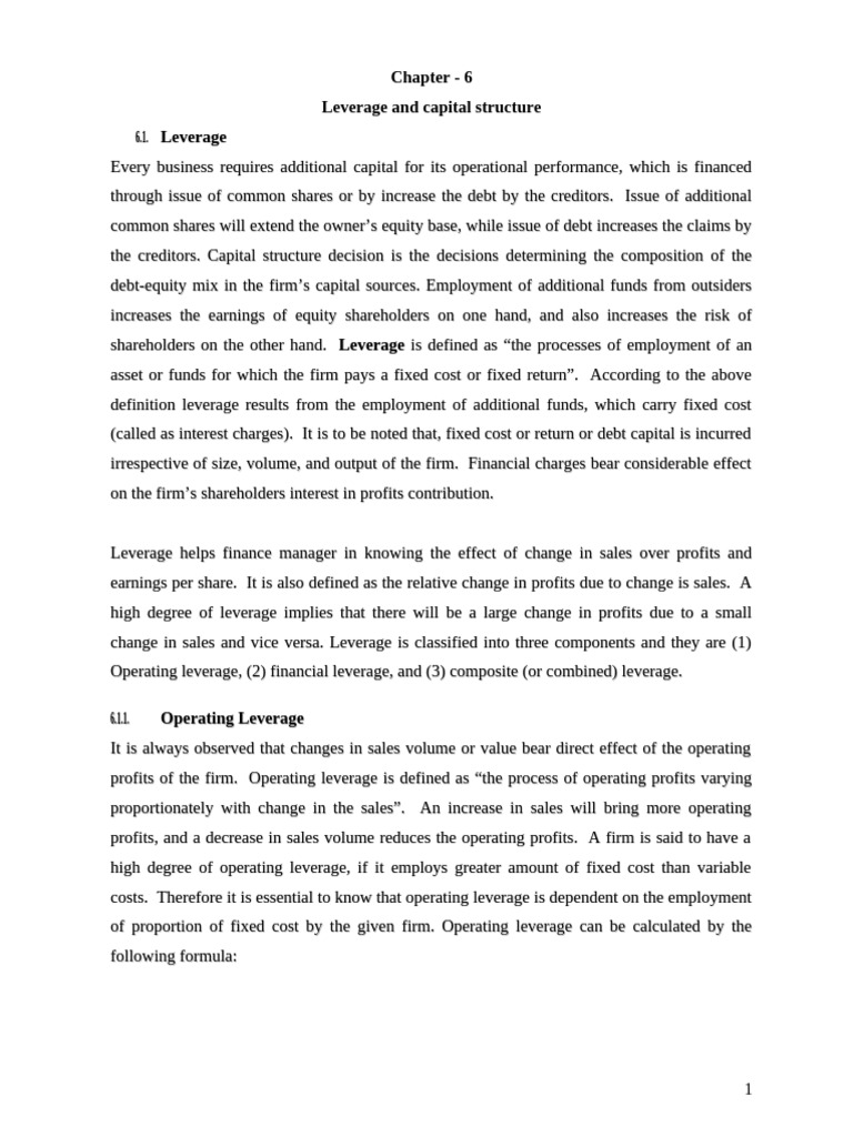 Understanding Leverage and Capital Structure | PDF | Capital Structure ...