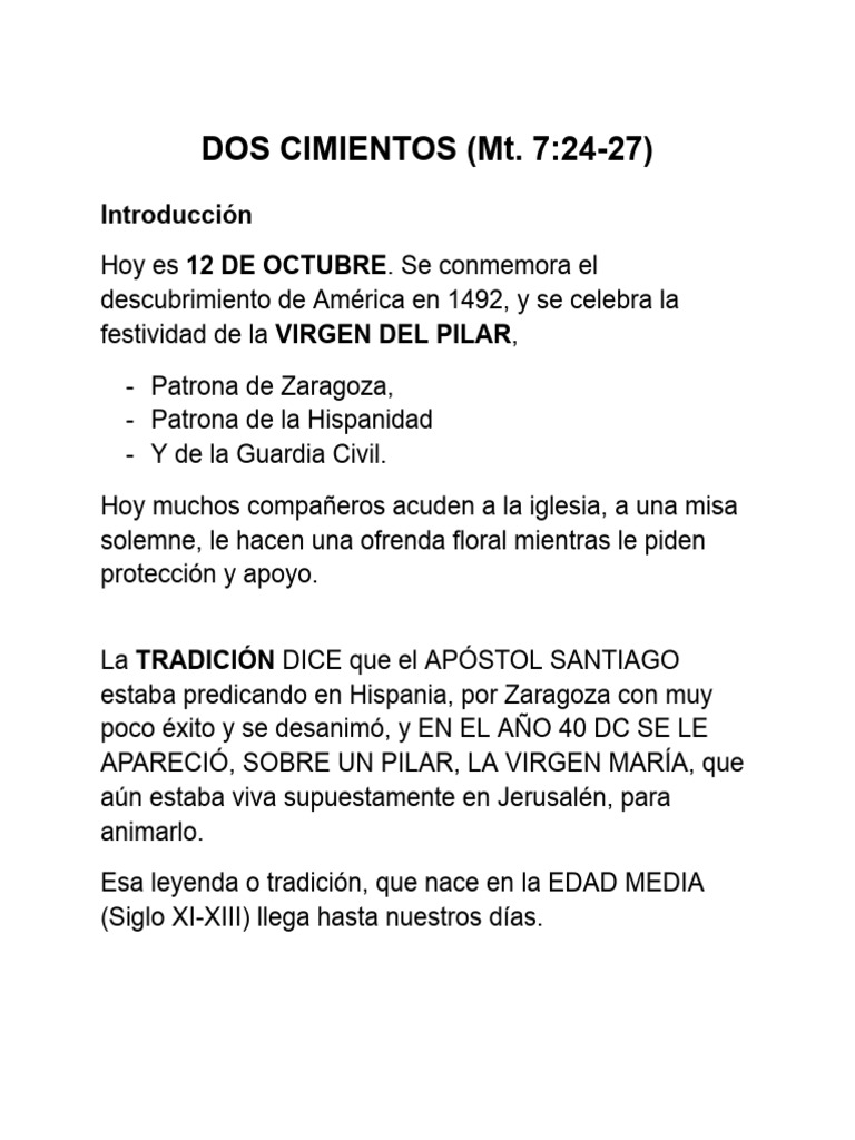 Dos Cimientos (Mt. 7-24-27) | PDF | Cristo (título) | Sermón de la Montaña