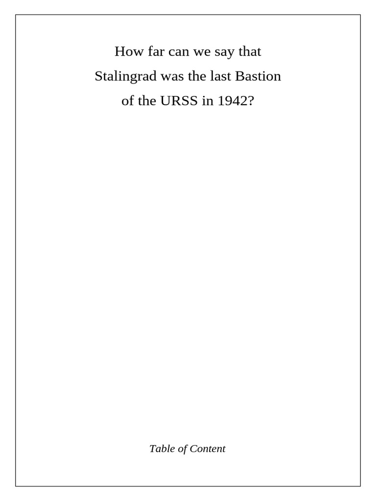 Essay on the role of Stalingrad during WW2 | PDF | Battle Of Stalingrad ...
