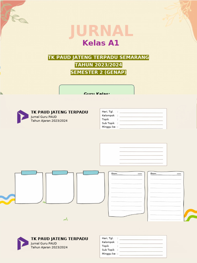 Jurnal Guru PAUD TK KB PAUD Jateng - Model 2F | PDF