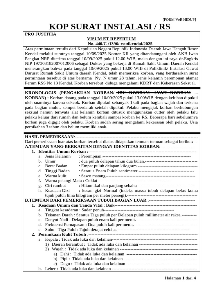 Tugas Dr.engkRIS T-PKM.klw Kasus Visum Hidup Kel.2 (Dr.ike) | PDF