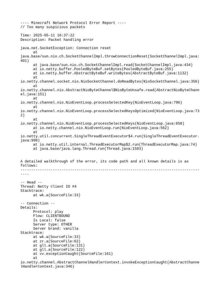 Minecraft Protocol Error Report 2025 | PDF | Computer Architecture ...