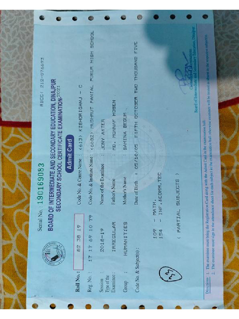 Admit Card 2 | PDF