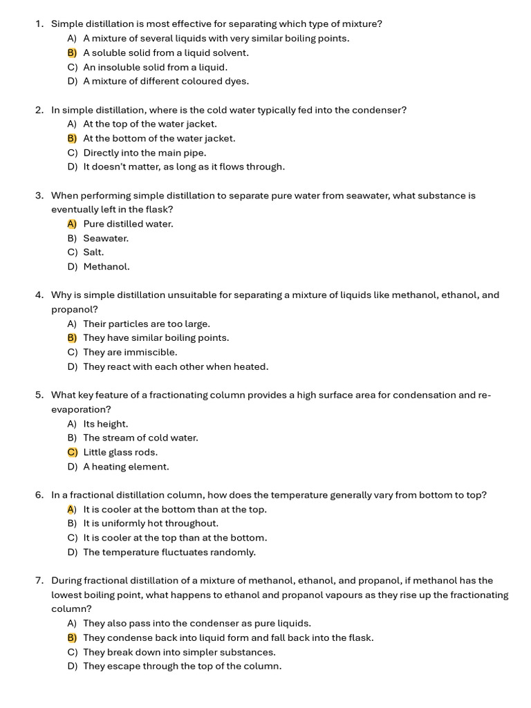 Chemistry Distillation To Chromatography | PDF | Distillation ...