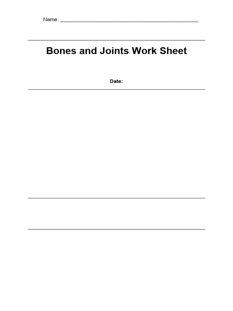 Bones and Joints Worksheet Guide | PDF | Joint | Skeleton