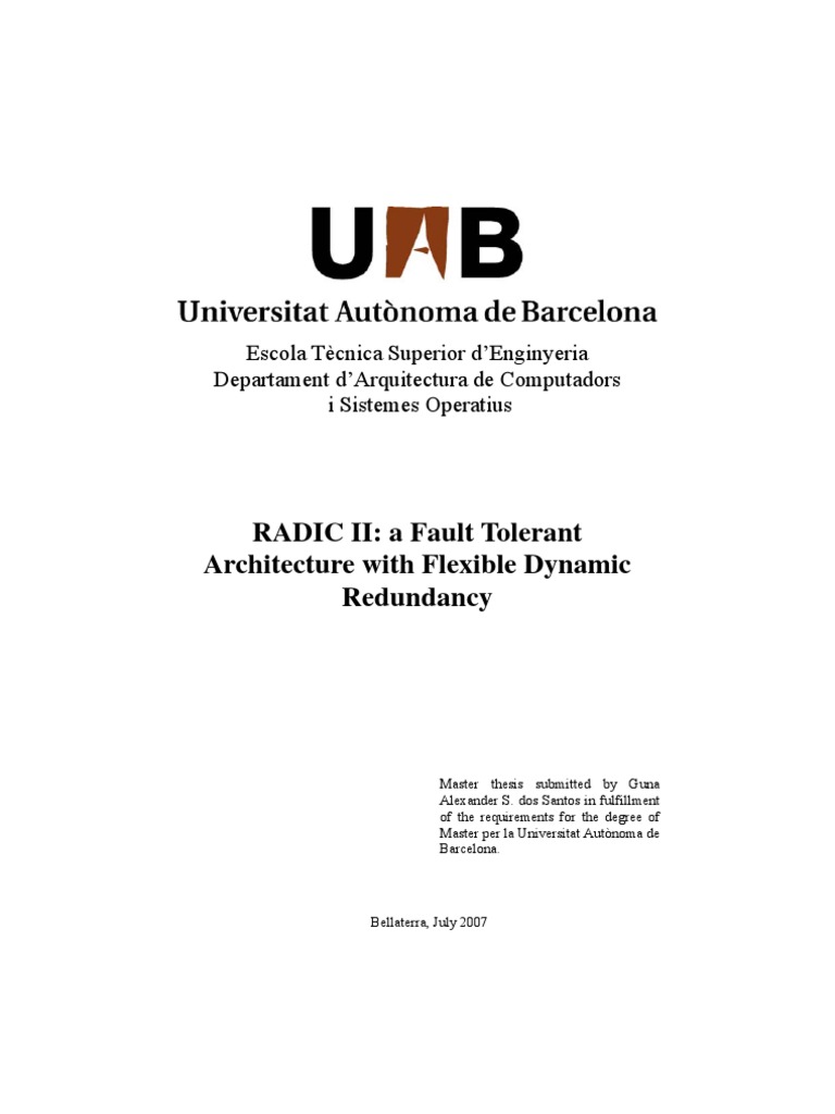 RADIC II A Fault Tolerant Architecture With Flexible Dynamic Redundancy | PDF | Computer Cluster ...