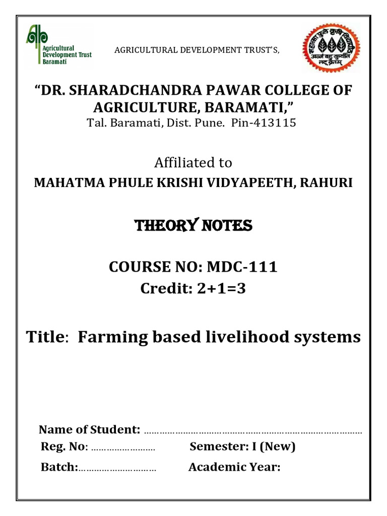 MDC - 111 Notes Final | PDF | Agriculture | Food Security