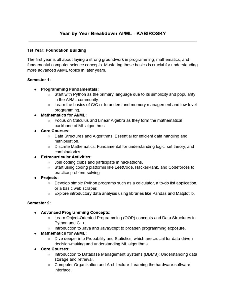 Year by Year Breakdown AI ML | PDF | Machine Learning | Artificial ...