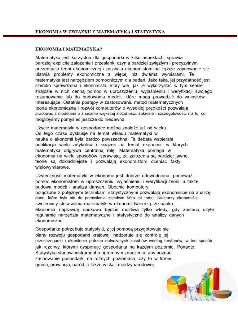 Ekonomia W Związku Z Matematyką I Statystyką | PDF