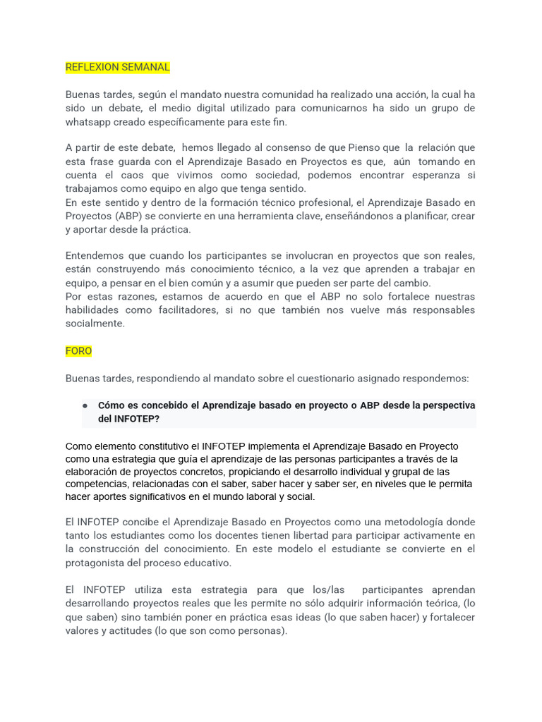 Notas para Trabajo en Comunidad Infotep | PDF | Aprendizaje | Enseñando