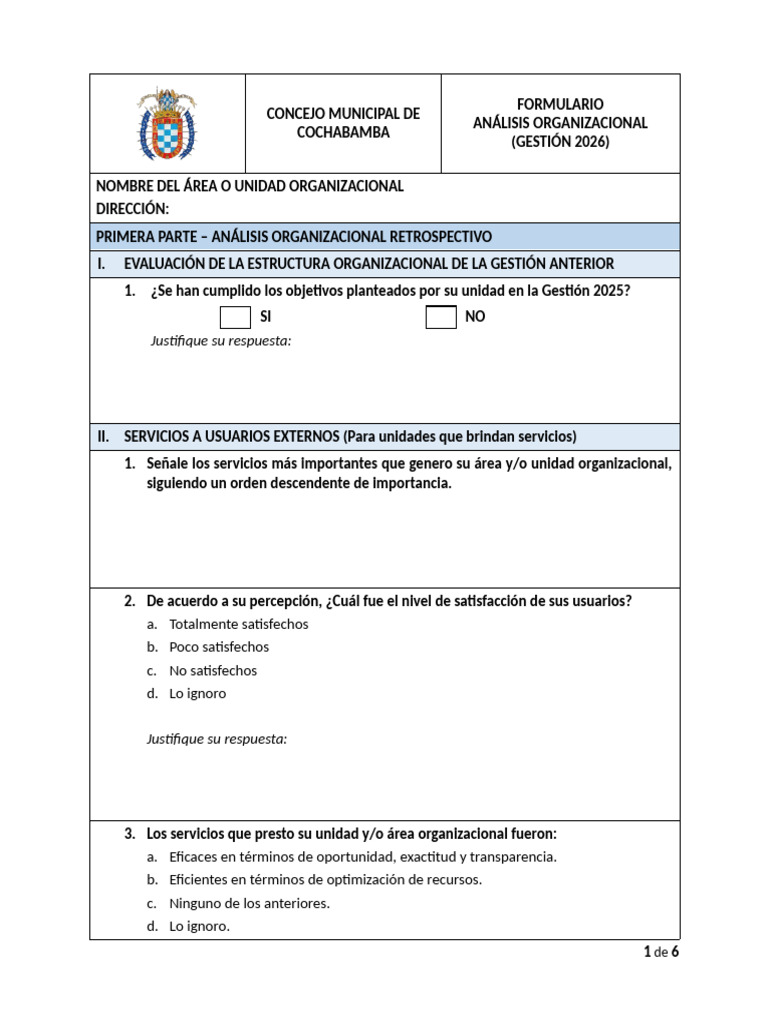 Formulario Analisis Organizacional | PDF