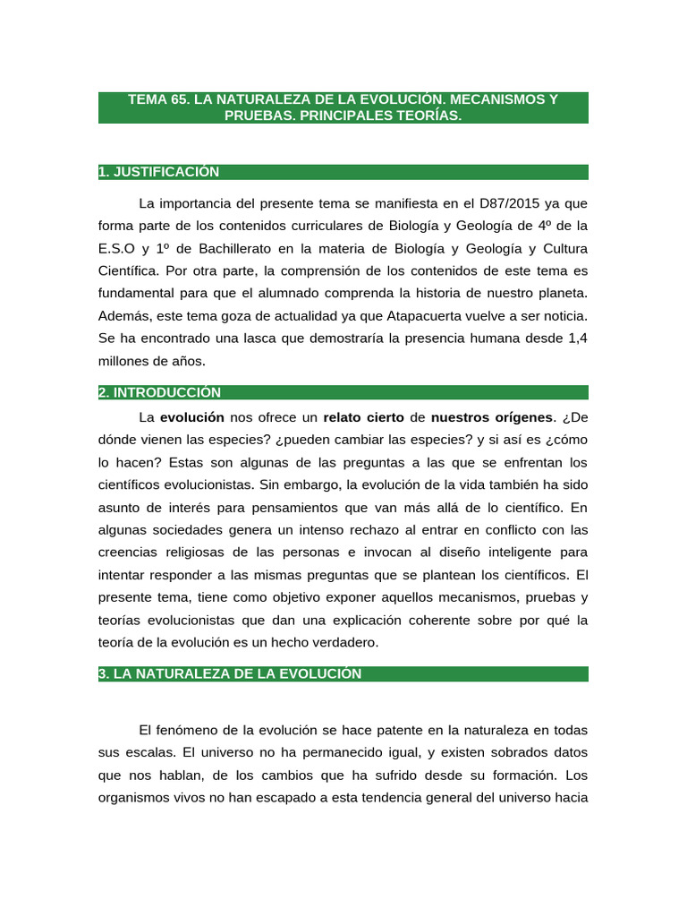 Tema 65. Evolución 5 | PDF | Evolución | Seleccion natural
