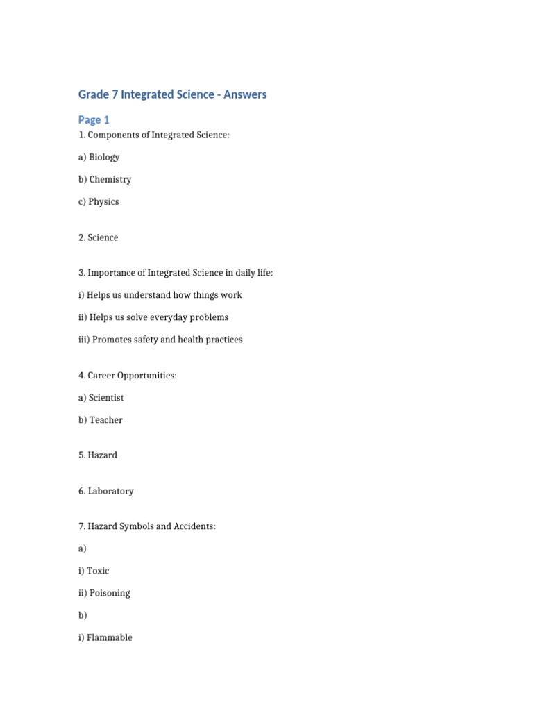 Grade 7 Integrated Science Overview | PDF