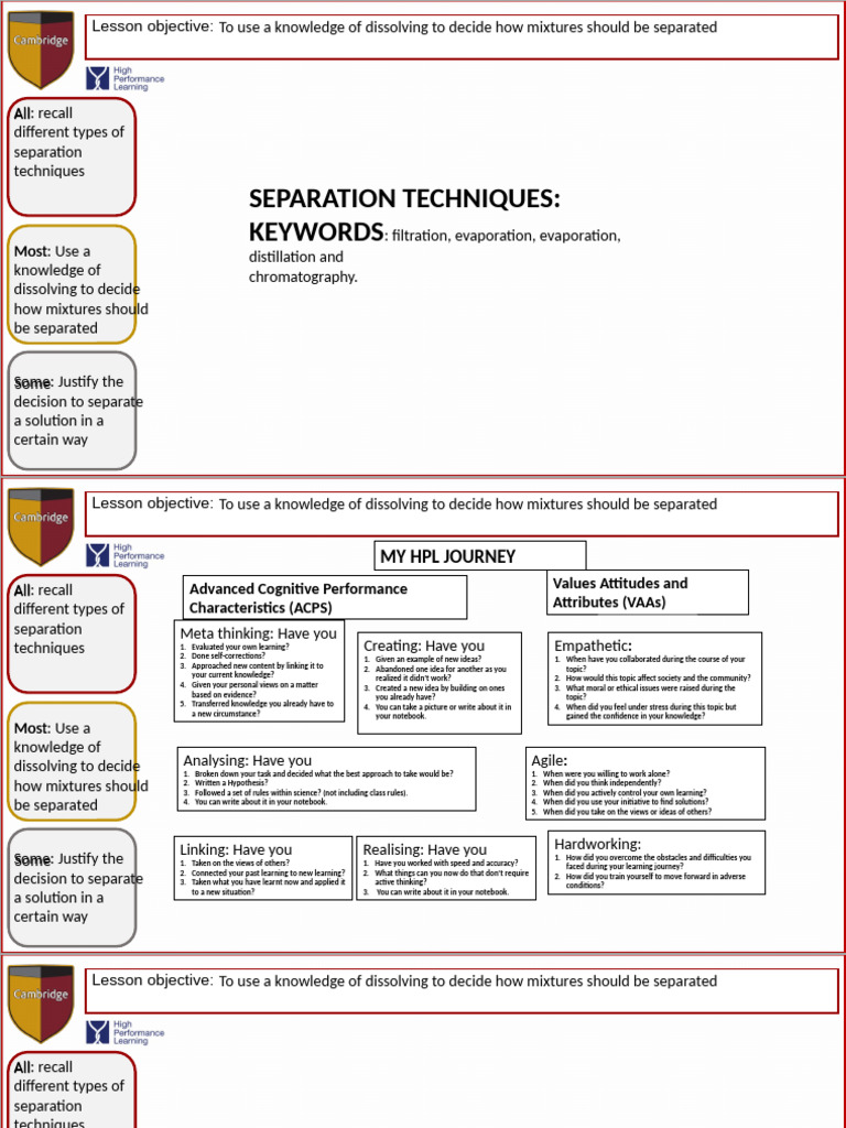 Lesson Separation Techniques | PDF | Solubility | Filtration