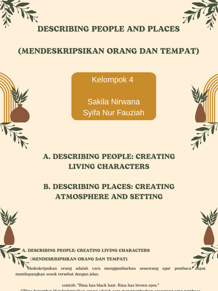 Describing People and Places Kelompok 4 - 20251006 - 135654 - 0000 | PDF