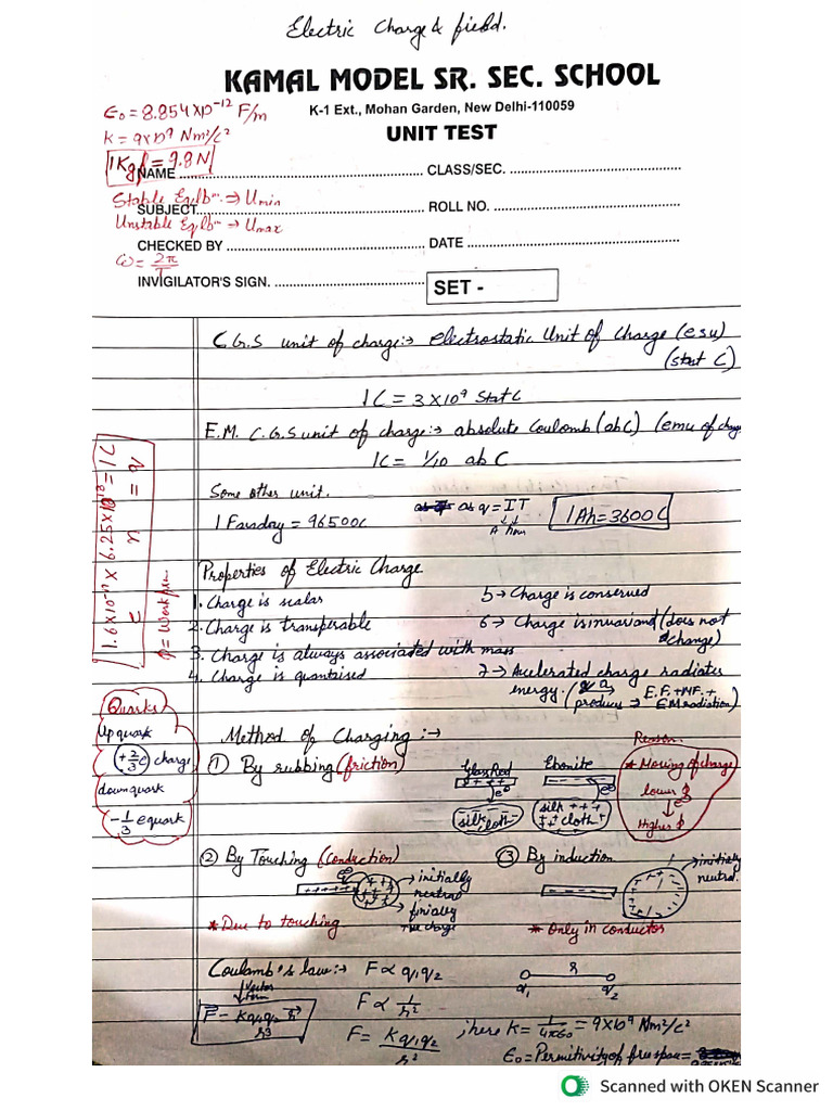 Electrostatic Short Notes | PDF