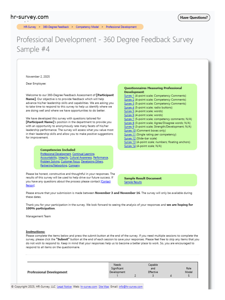 Professional Development Competency Questionnaire 4 | PDF | Survey ...