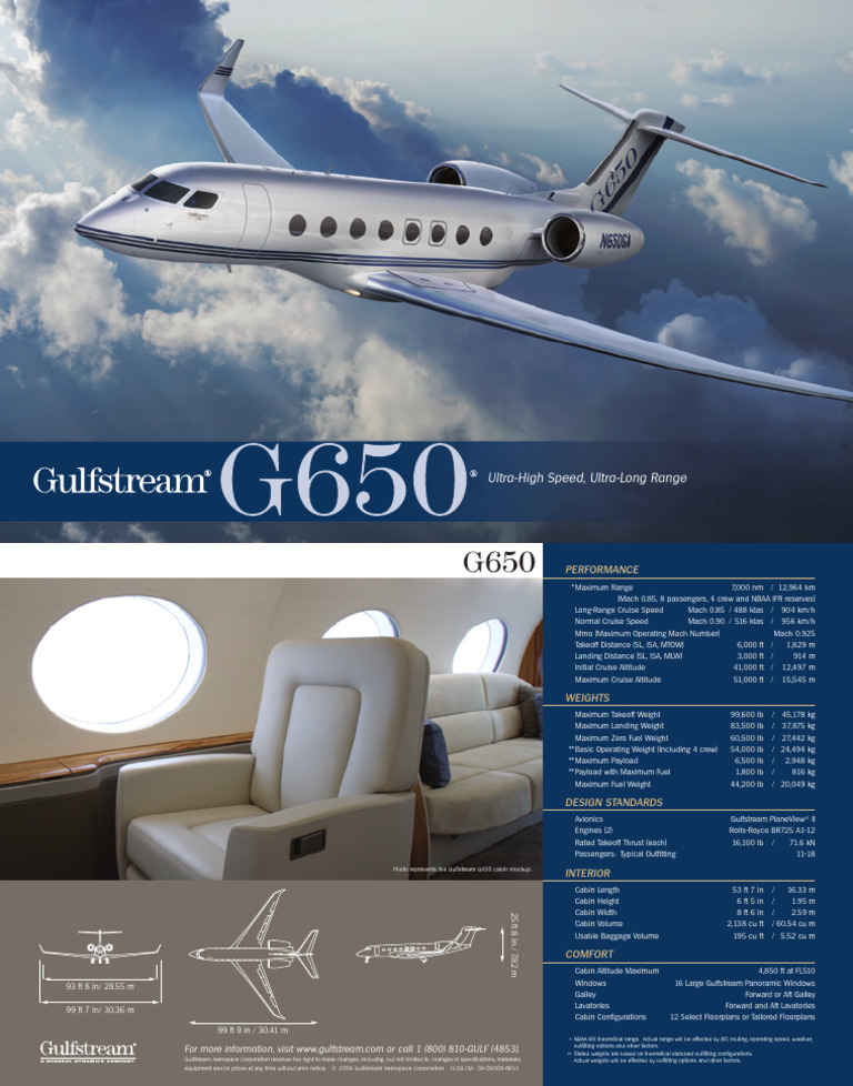 Black Gulfstream G650 Specifications | PDF | Aircraft Configurations ...