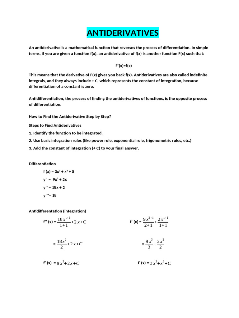 Understanding Antiderivatives and Integration | PDF | Mathematical ...