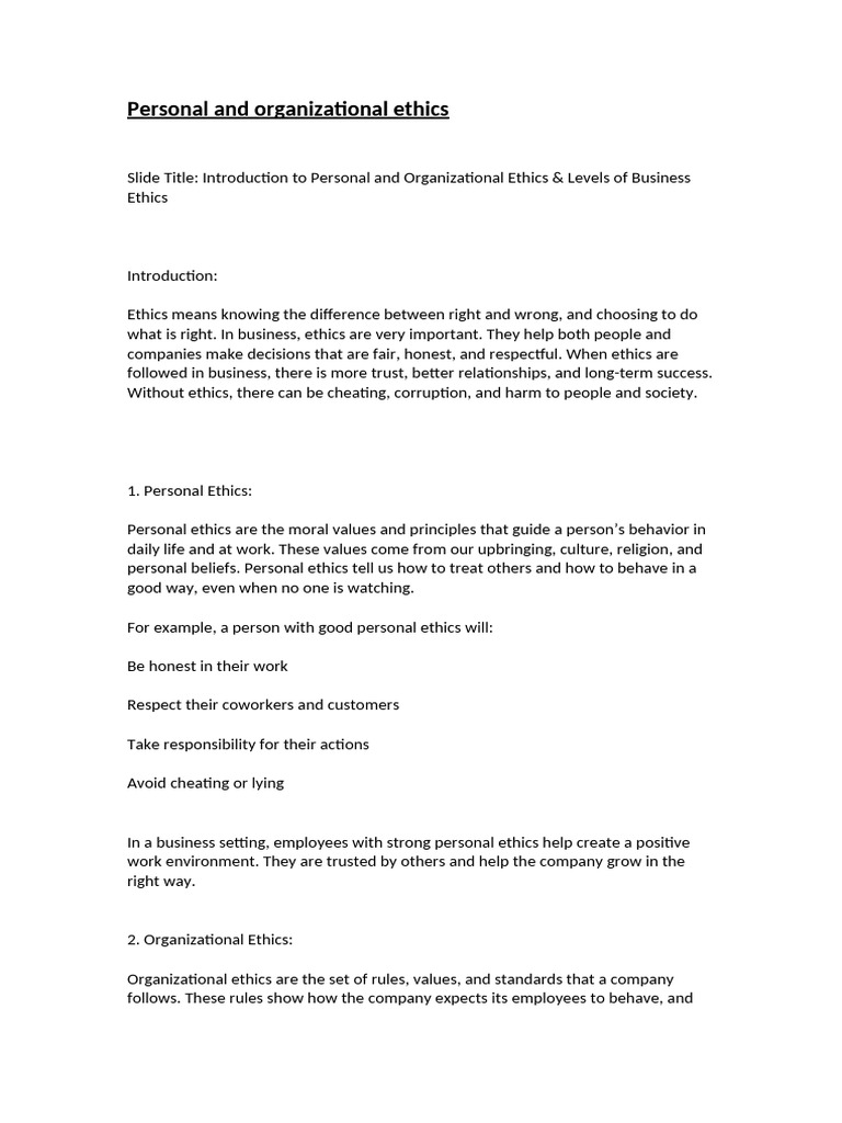 Understanding Business Ethics Essentials | PDF | Employment | Value ...