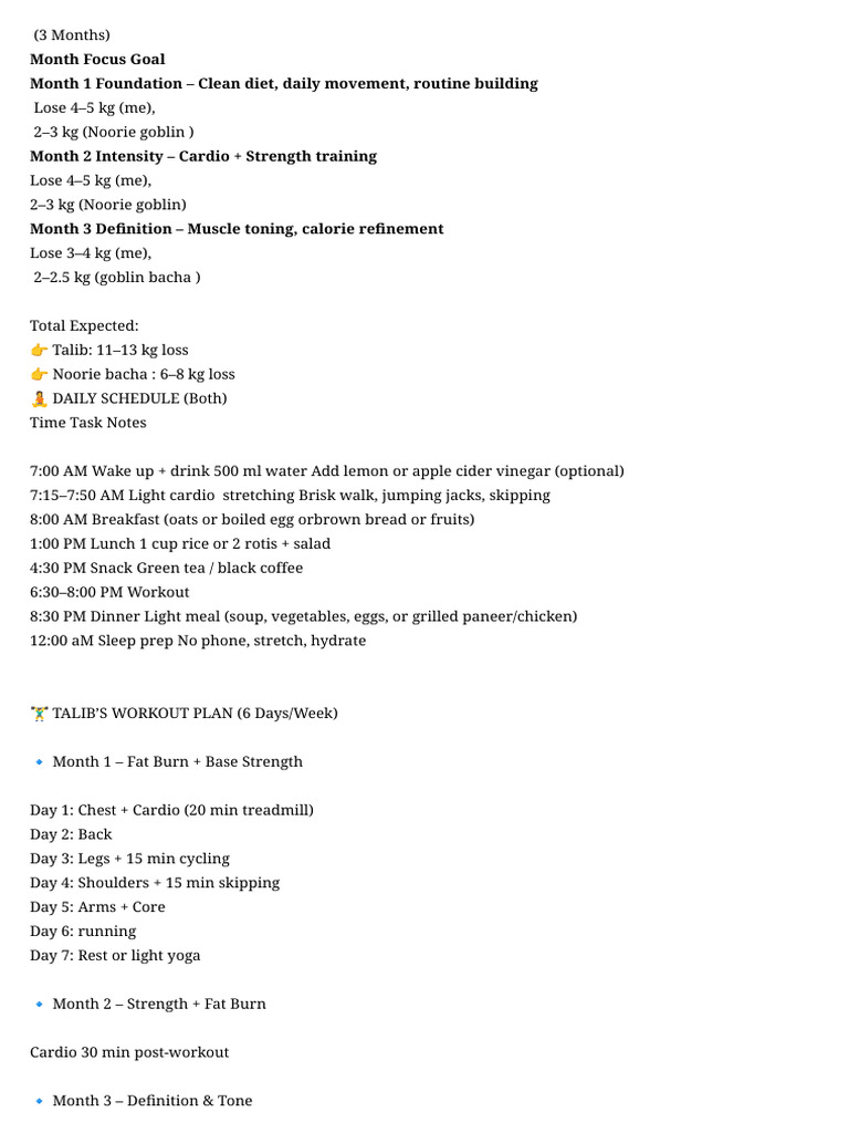 3-Month Weight Loss & Fitness Plan | PDF