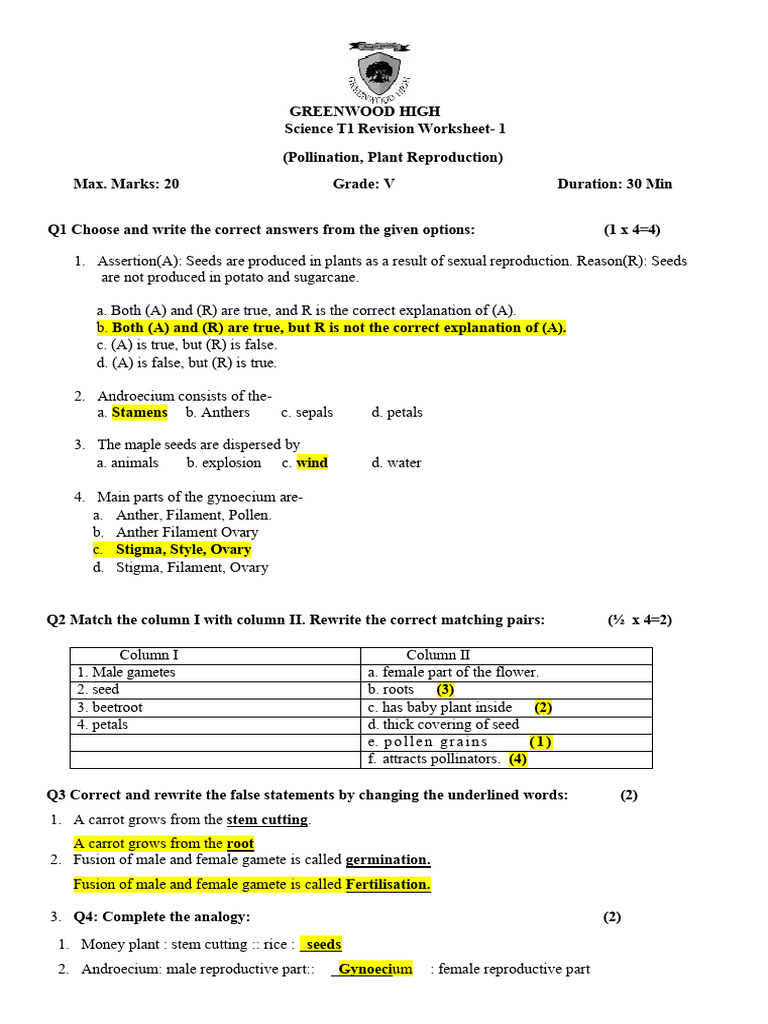 Gr5 T1 Rev 1_WS_AK (2025-26) | PDF | Flowers | Petal