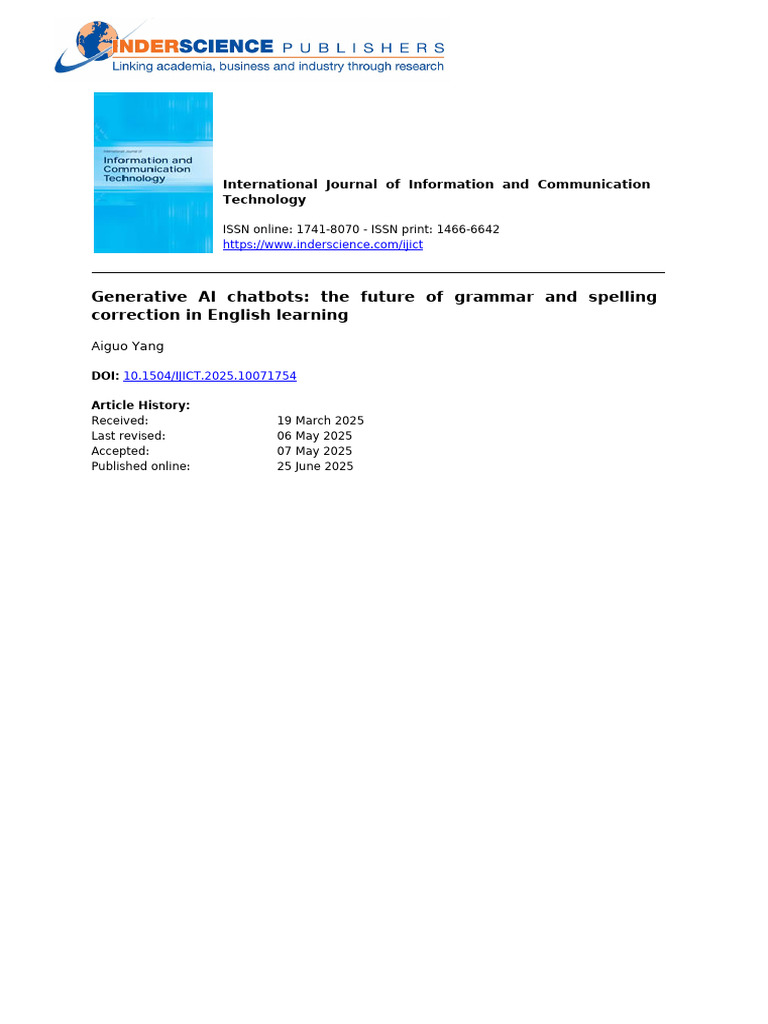 AI Chatbots in English Grammar Learning | PDF | Intelligence (AI ...