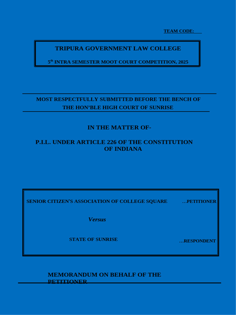 Petitioner Moot Final Intra TGLC | PDF | Noise | Justice