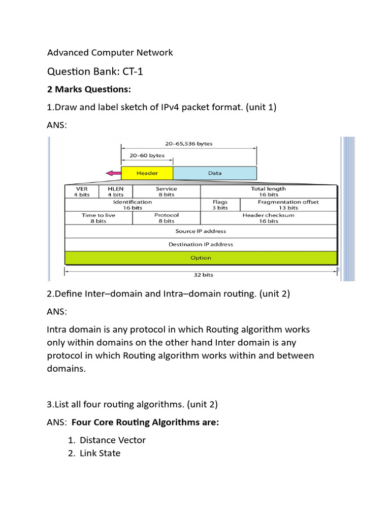 ACN QB CT 1 with solution | PDF | Transmission Control Protocol | Routing