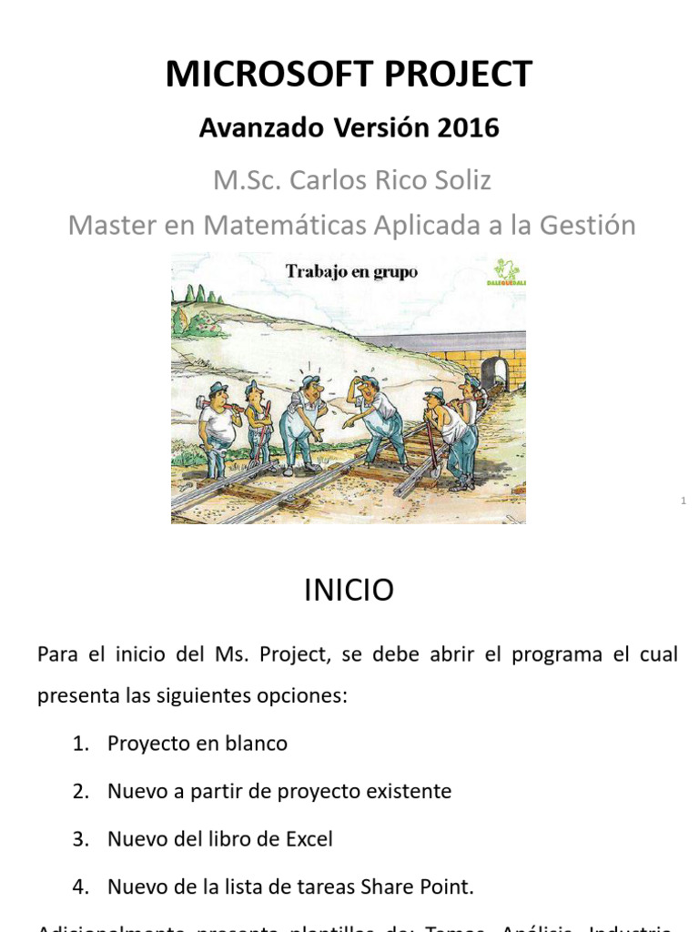 Curso Ms. Project Avanzado | PDF | Microsoft Excel | Calendario