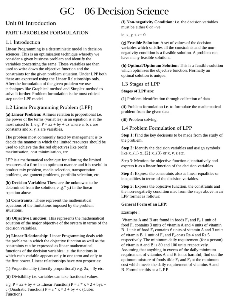 GC-06 Decision Science | PDF | Mathematical Optimization | Linear ...