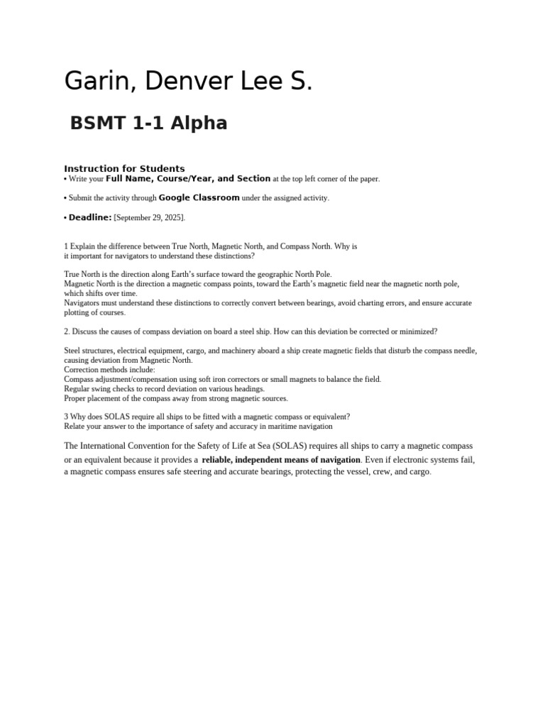 Garin, Denver Lee S.: BSMT 1-1 Alpha | PDF