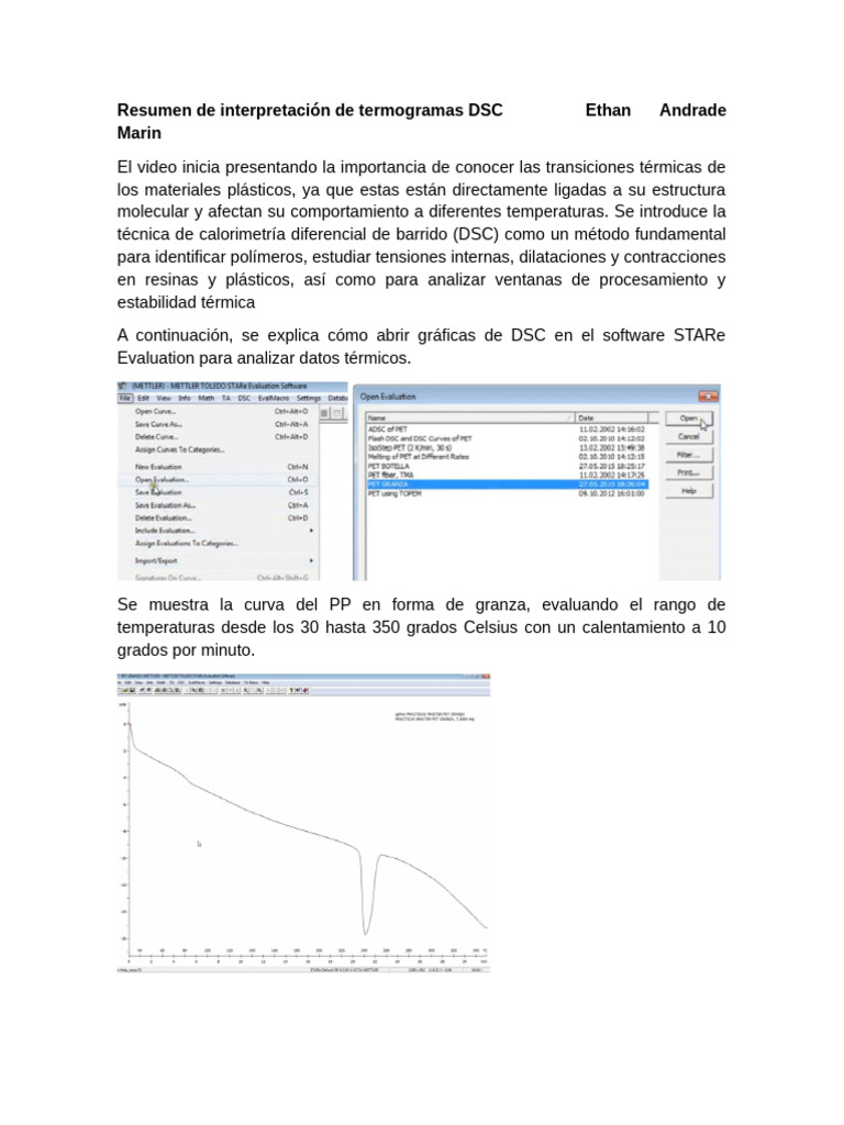 Resumen de Interpretación de Termogramas DSC | PDF | Calorimetría ...