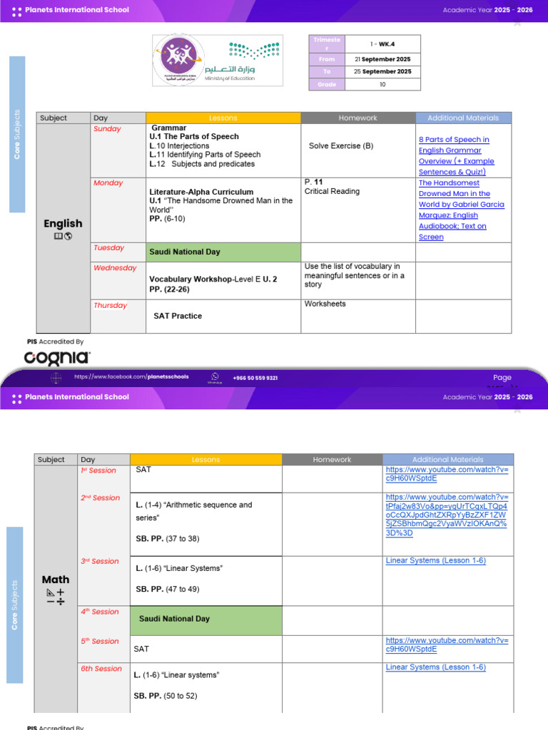 PIS Weekly Plan Gr.10 Week 4 Term 1 | PDF | Mole (Unit)