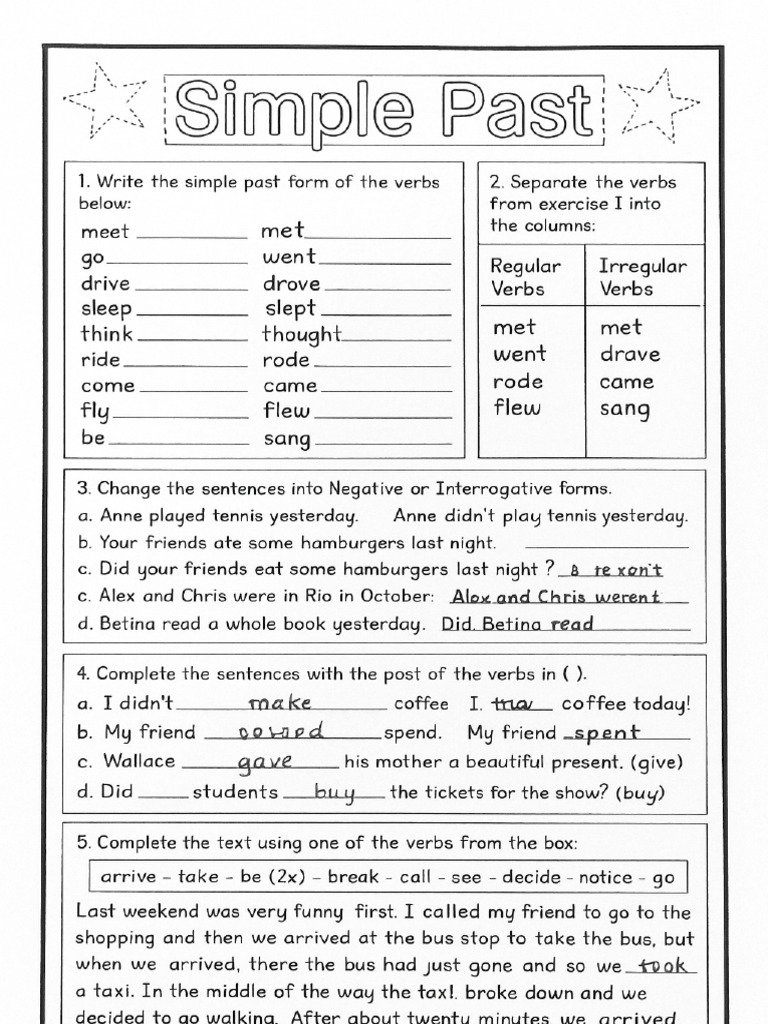 Simple Past Completed | PDF