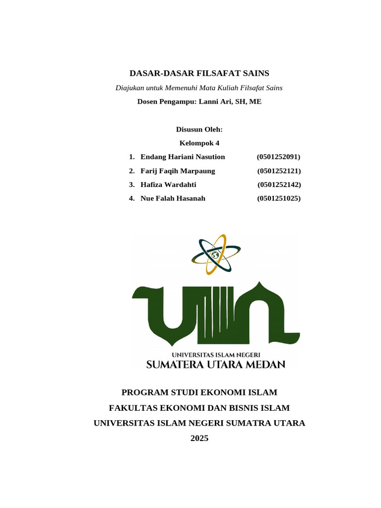 Dasar - Dasar Filsafat Sains Kelompok 4 | PDF